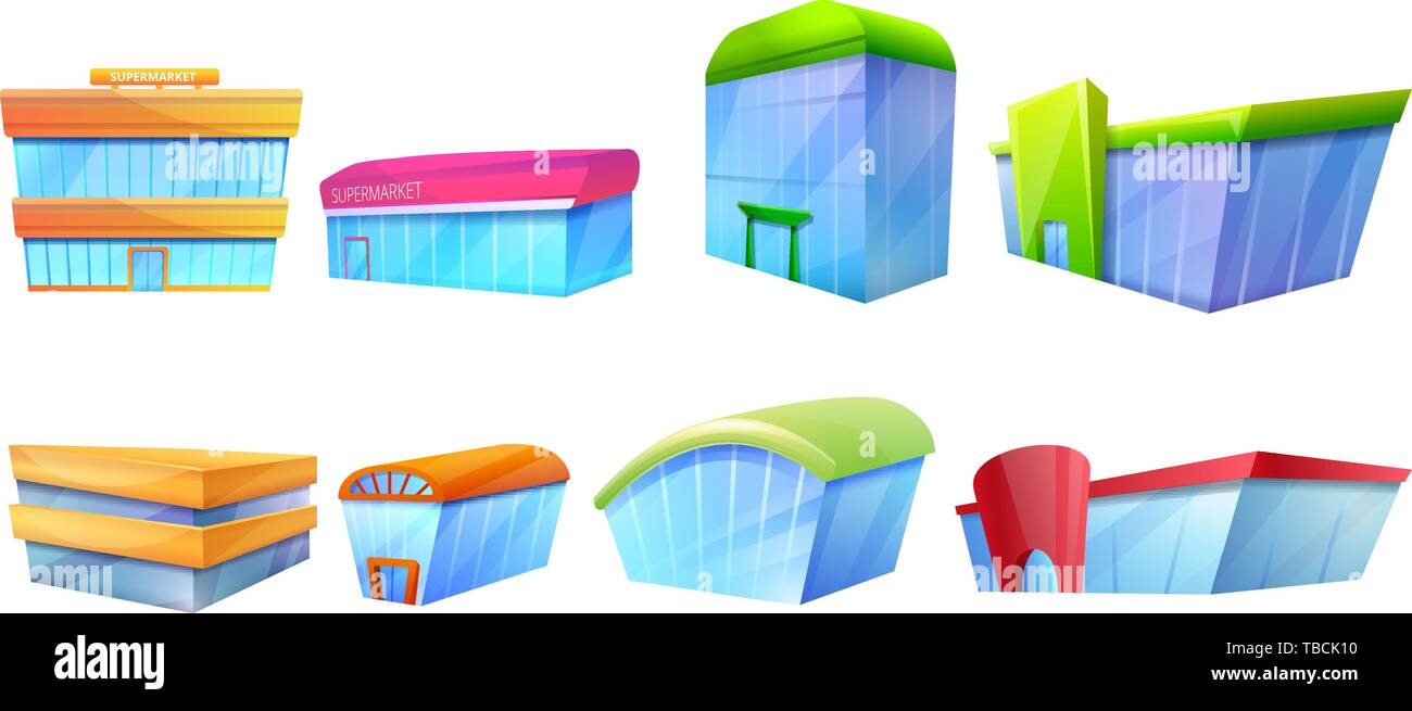 Mall icons set. Cartoon set of mall vector icons for web design Stock ...