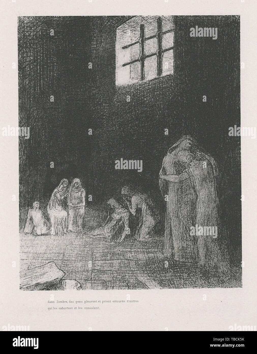 Odilon Redon - In Shadow People Are Weeping Praying Surrounded Others ...