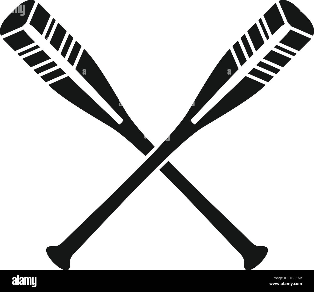 Crossed striped oars icon. Simple illustration of crossed striped oars ...