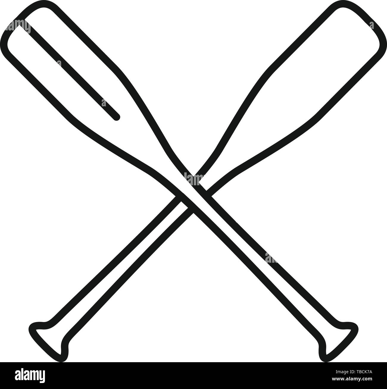 Crossed wood paddle icon. Outline crossed wood paddle vector icon for ...