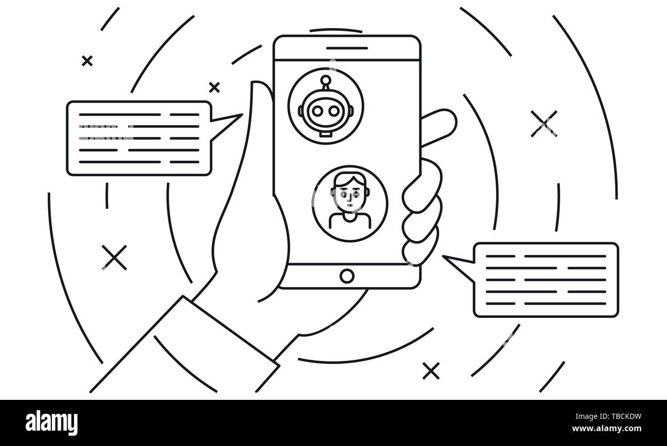Chatbot concept background. Outline illustration of chatbot vector ...