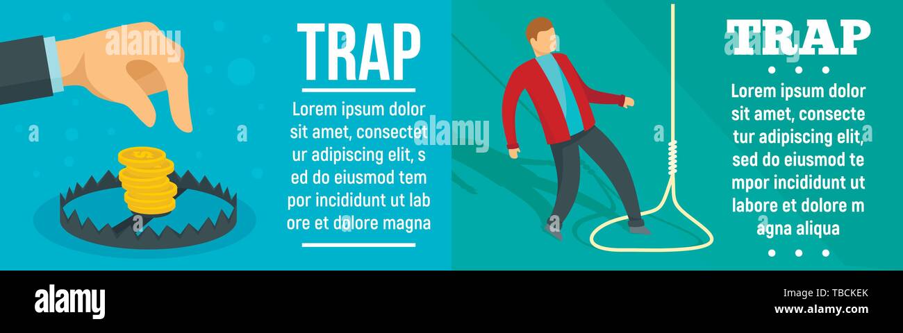 Trap banner set. Flat illustration of trap vector banner set for web ...