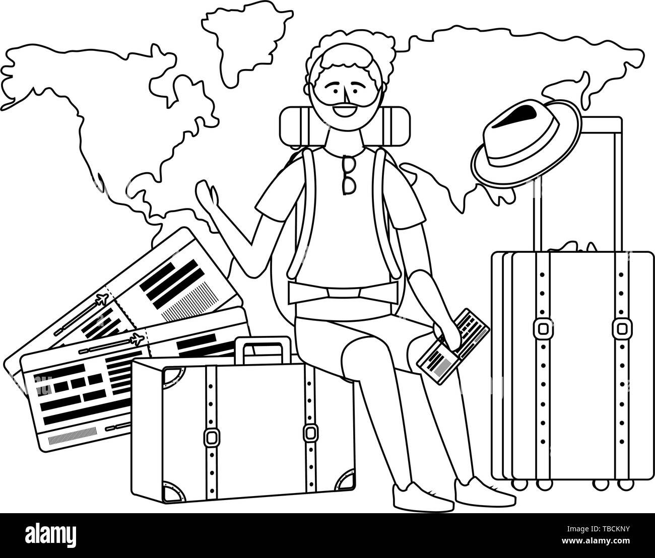 Tourist boy cartoon design, Travel trip vacation tourism and journey ...