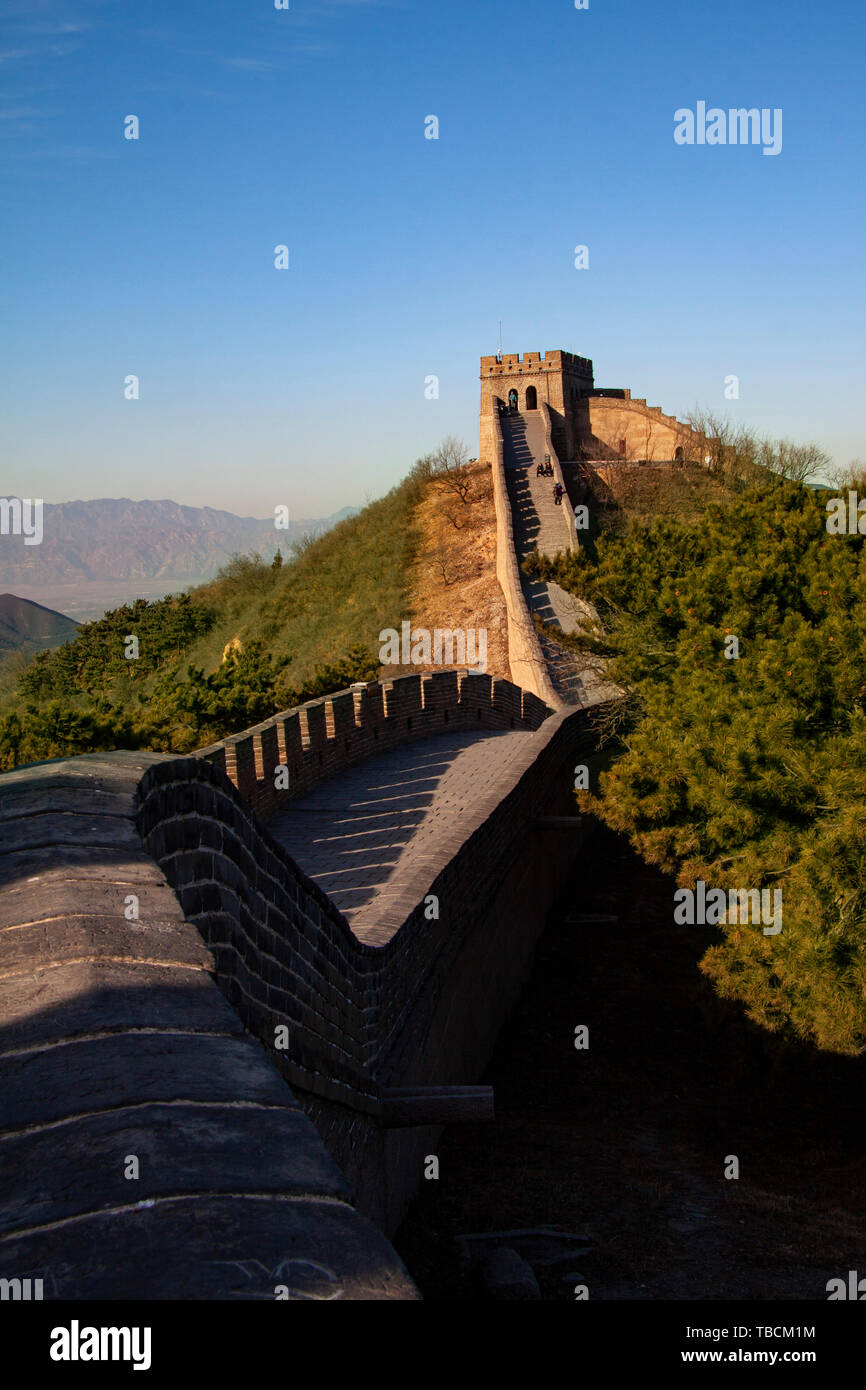 The Great Wall of China with blue sky - image Stock Photo - Alamy