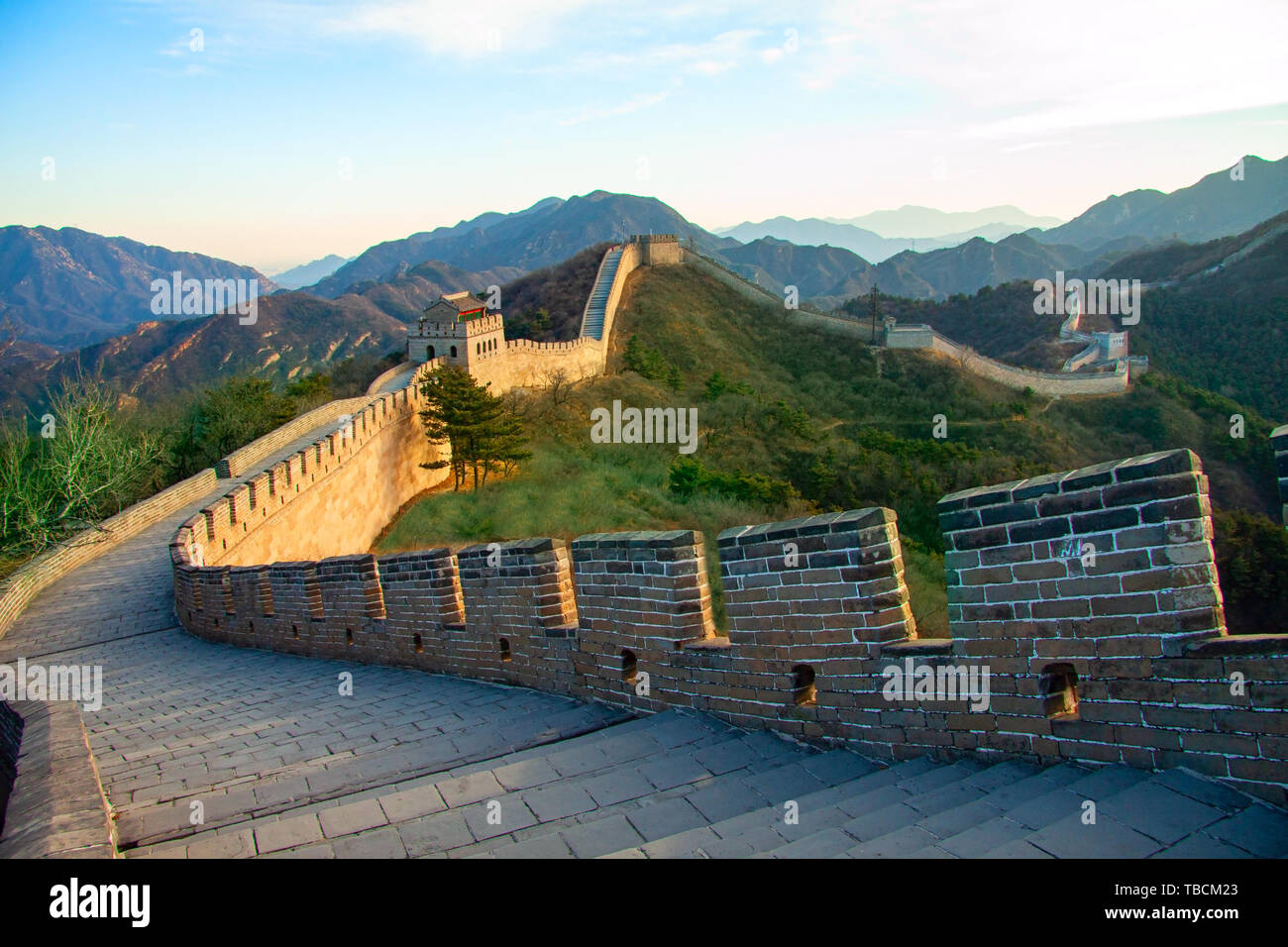 The Great Wall of China with blue sky - image Stock Photo - Alamy