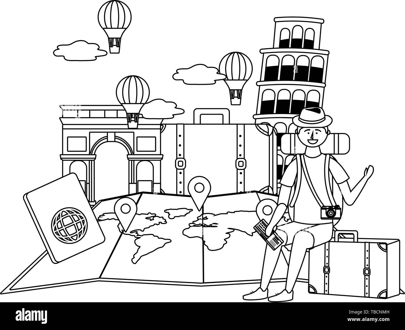 Tourist boy cartoon design, Travel trip vacation tourism and journey ...