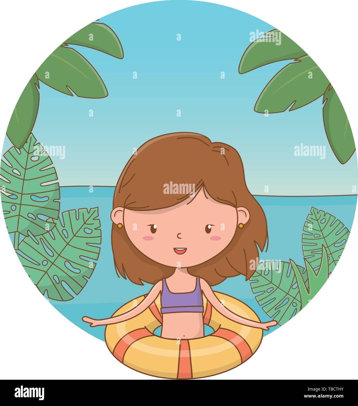 happy girl enjoying summer time, vacation leisure and relax outdoor ...