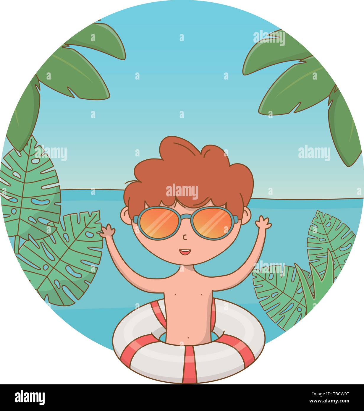 happy boy enjoying summer time, vacation leisure and relax outdoor ...