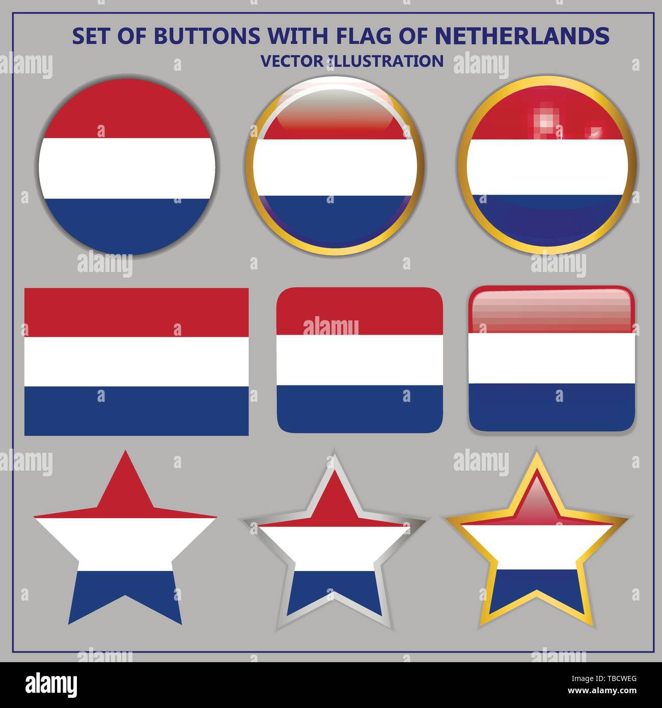 Bright buttons with flag of Netherlands. Happy Netherlands day buttons. Bright illustration with ...