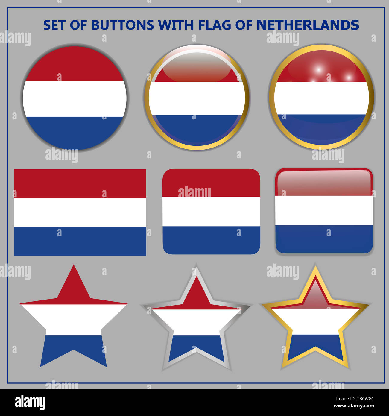 Bright buttons with flag of Netherlands. Happy Netherlands day buttons ...