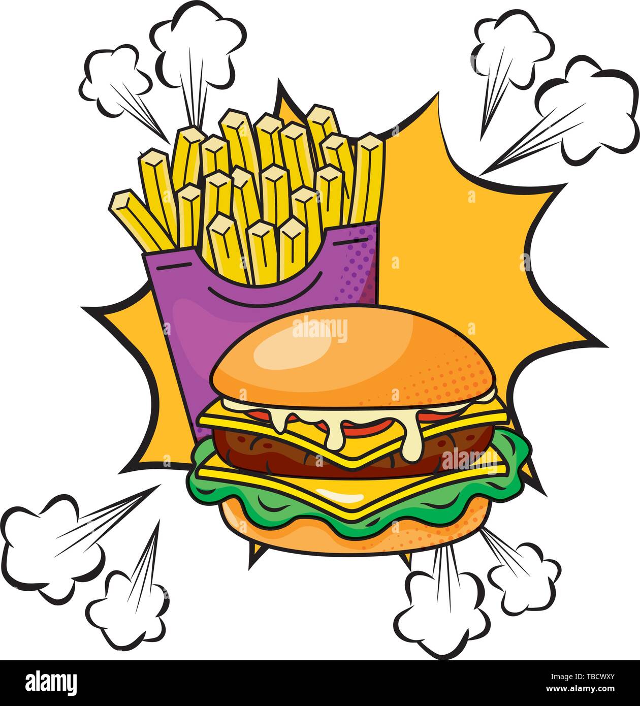 hamburger and french fries icon cartoon vector illustration graphic ...