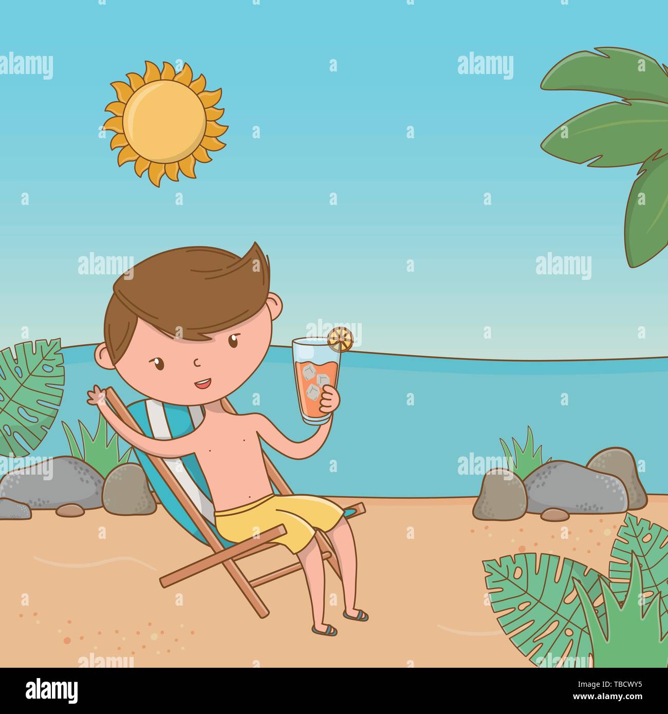 happy boy enjoying summer time, vacation leisure and relax outdoor ...