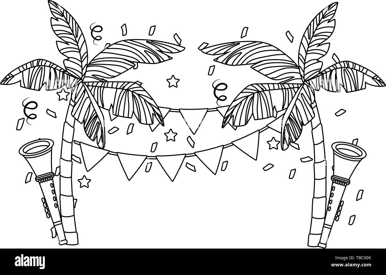 palms and trumpets in corners between pennants and streamers brazil ...