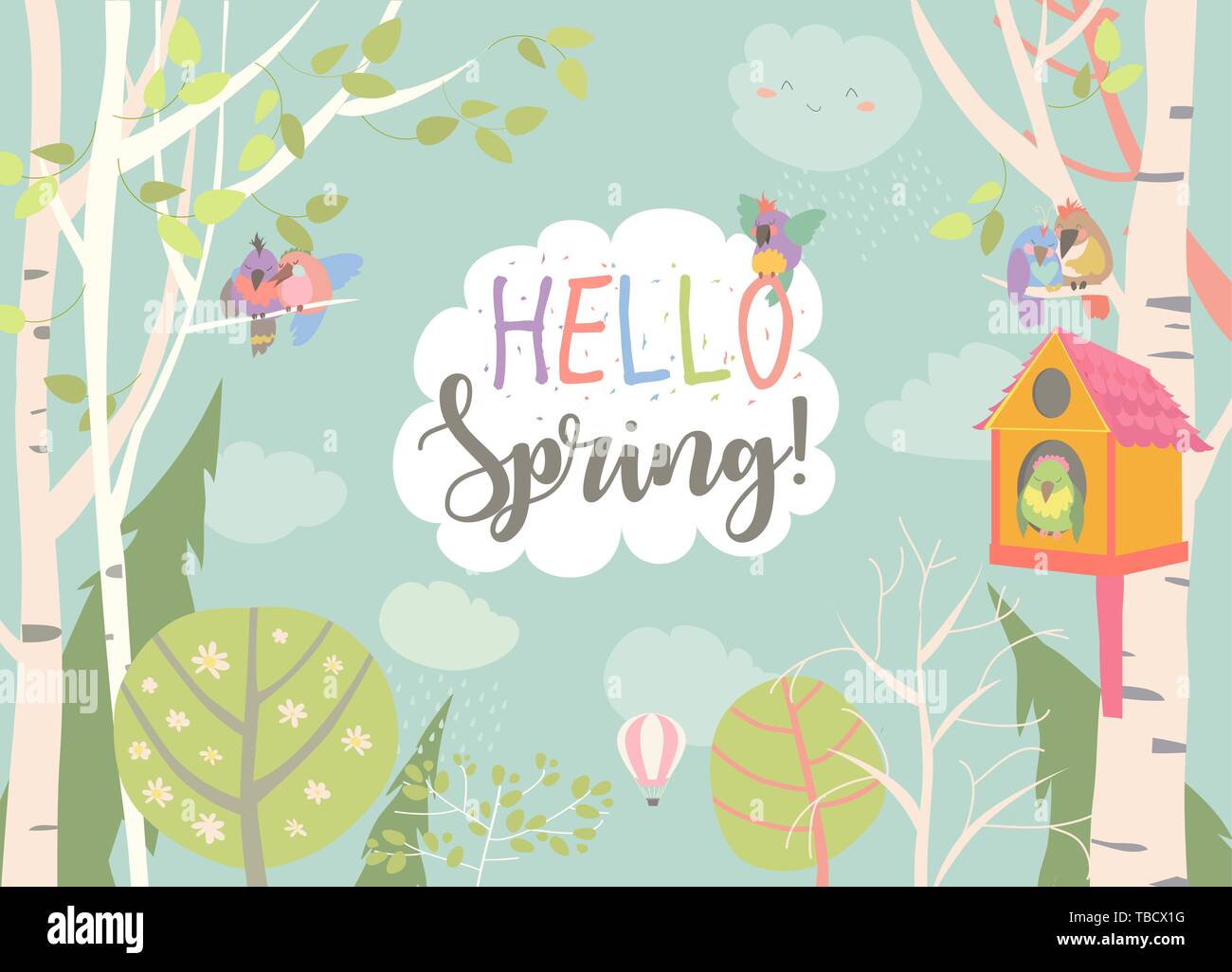 Birch forest cartoon hi-res stock photography and images - Alamy