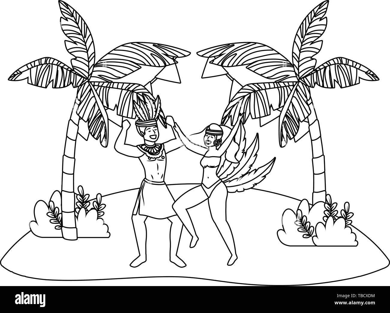 native couple dancing celebrating with arms up brazil carnival on beach ...