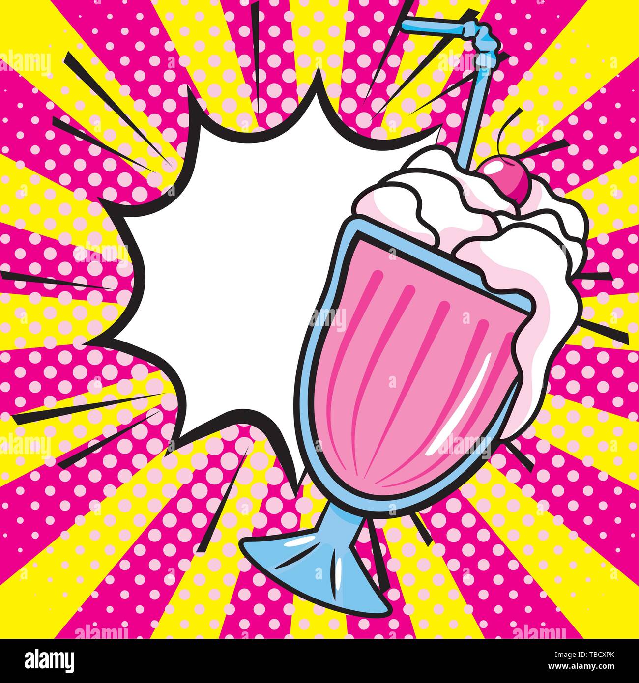 milkshake with speech bubbles pop art comic cartoon vector illustration ...