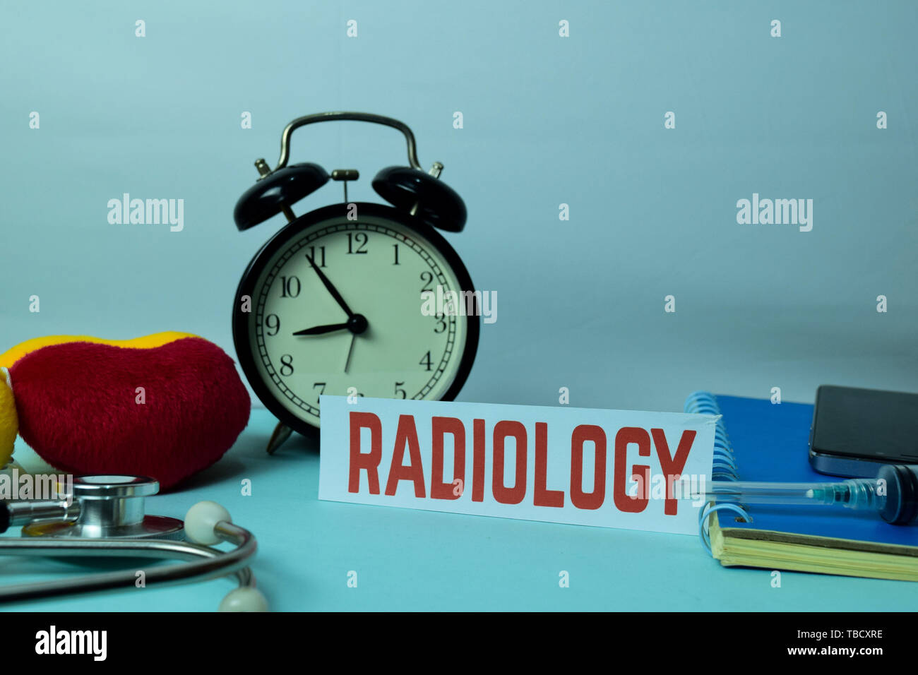 Radiology Planning on Background of Working Table with Office Supplies ...