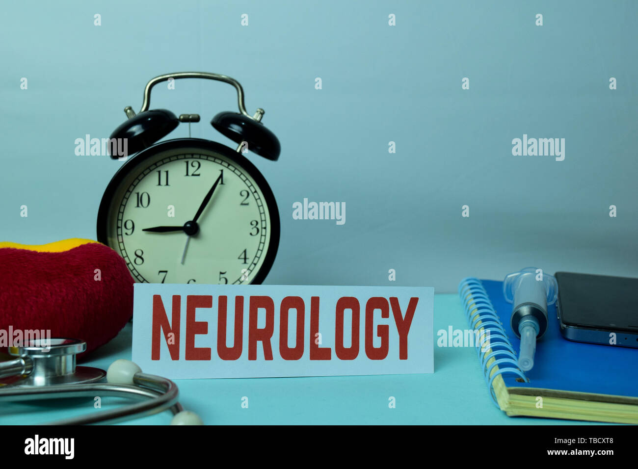 Neurology Planning on Background of Working Table with Office Supplies ...