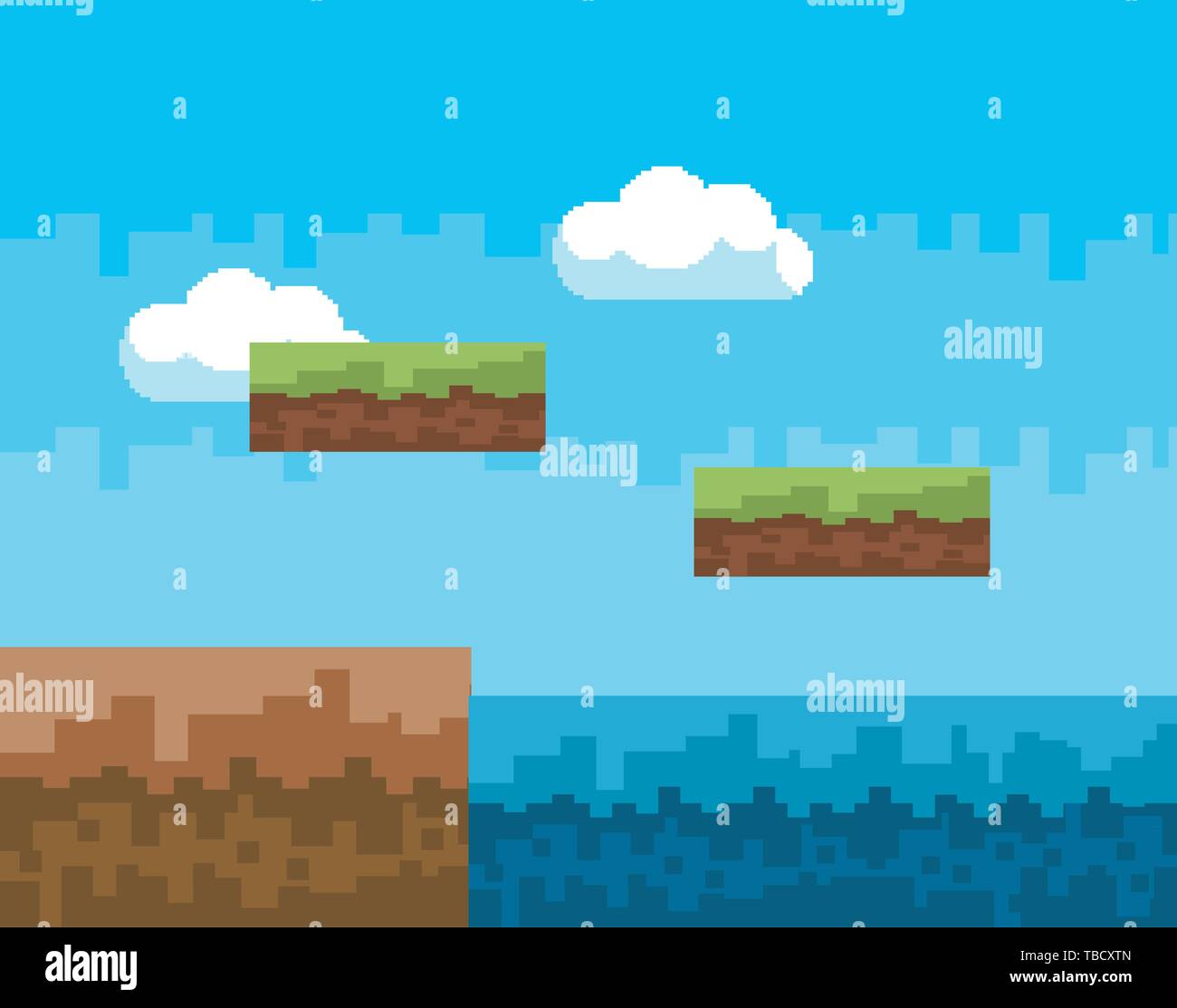 Arcade game world design, Pixel scene art retro and videogame theme ...