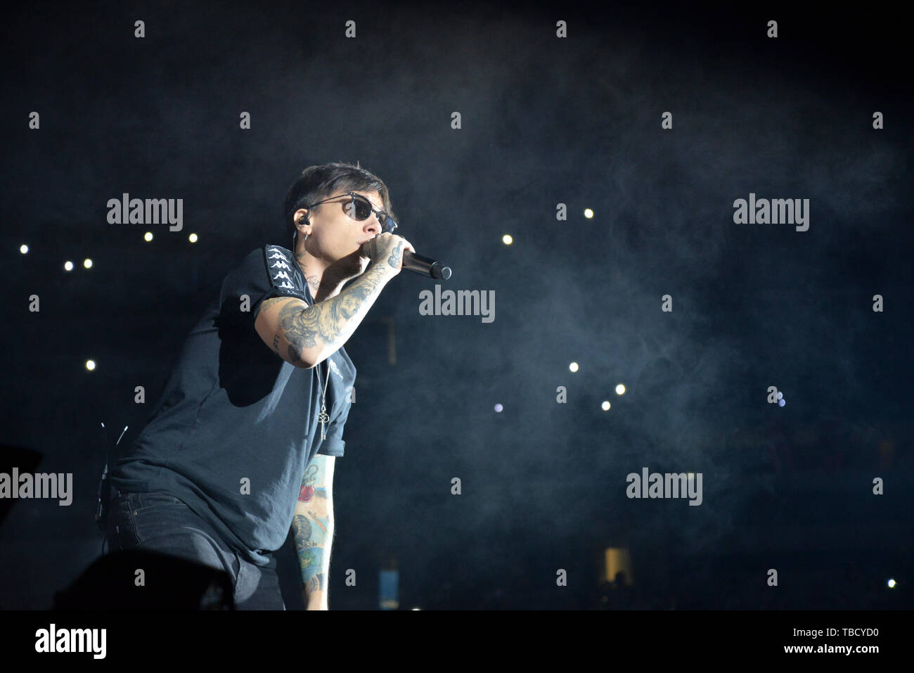 Niccolò Moriconi aka Ultimo seen performing live on stage at the Pala ...