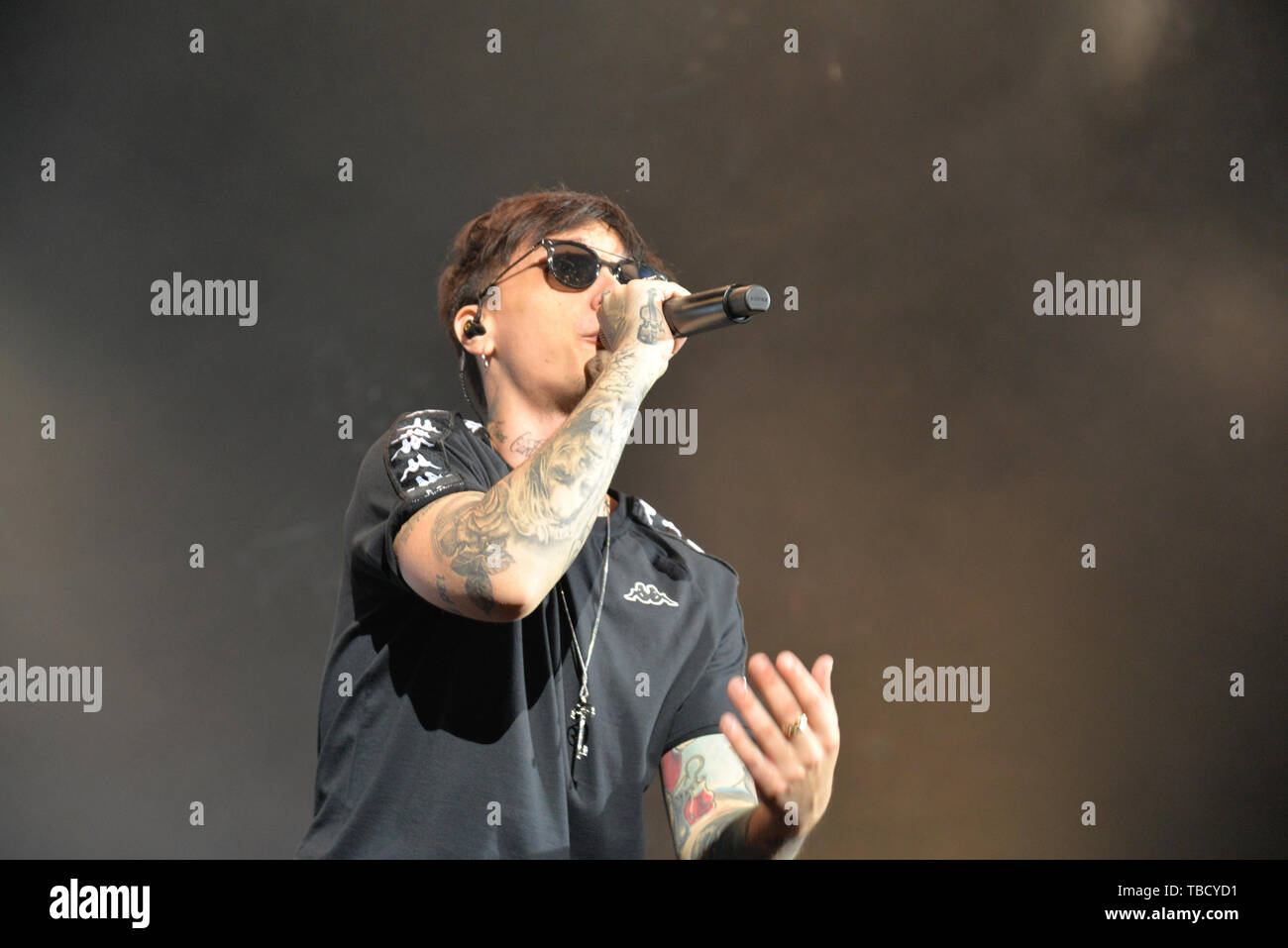 Niccolò Moriconi aka Ultimo seen performing live on stage at the Pala ...