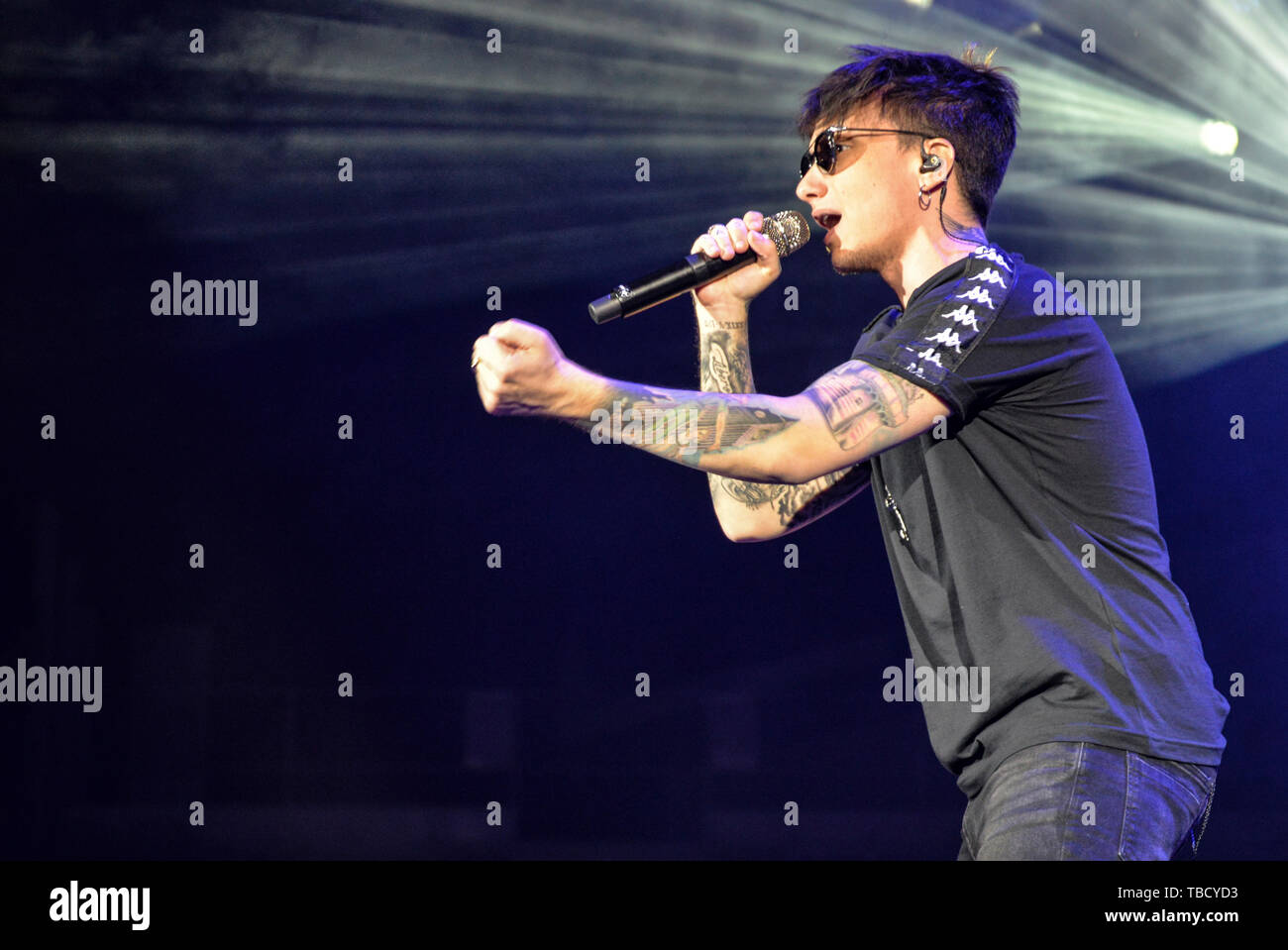 Niccolò Moriconi aka Ultimo seen performing live on stage at the Pala ...