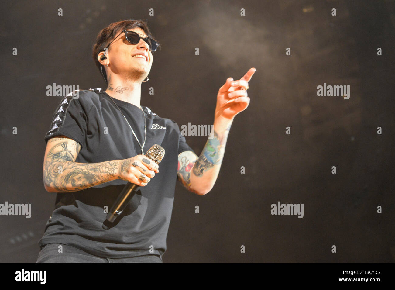 Niccolò Moriconi aka Ultimo seen performing live on stage at the Pala ...