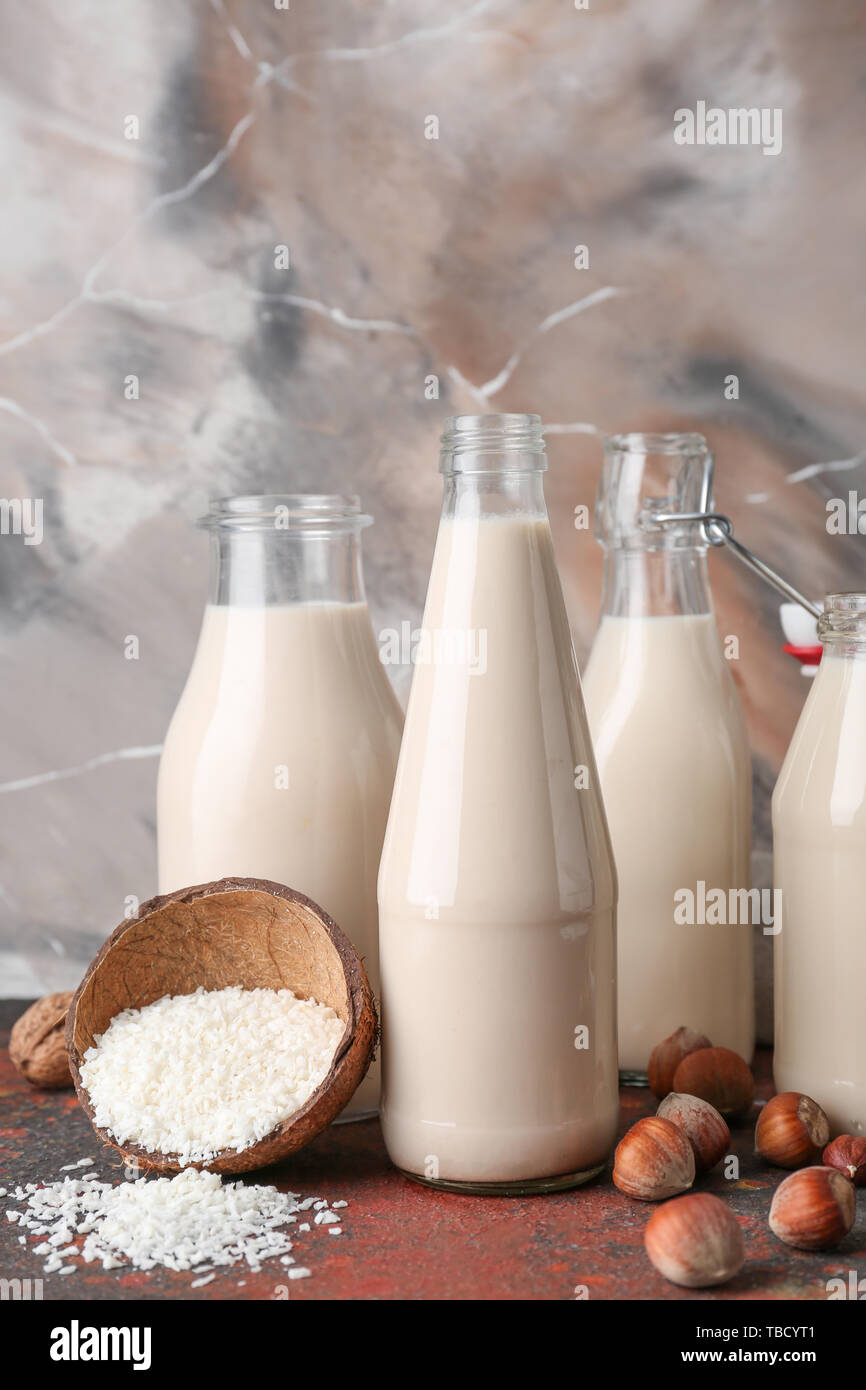 Assortment tasty vegan milk hi-res stock photography and images - Alamy
