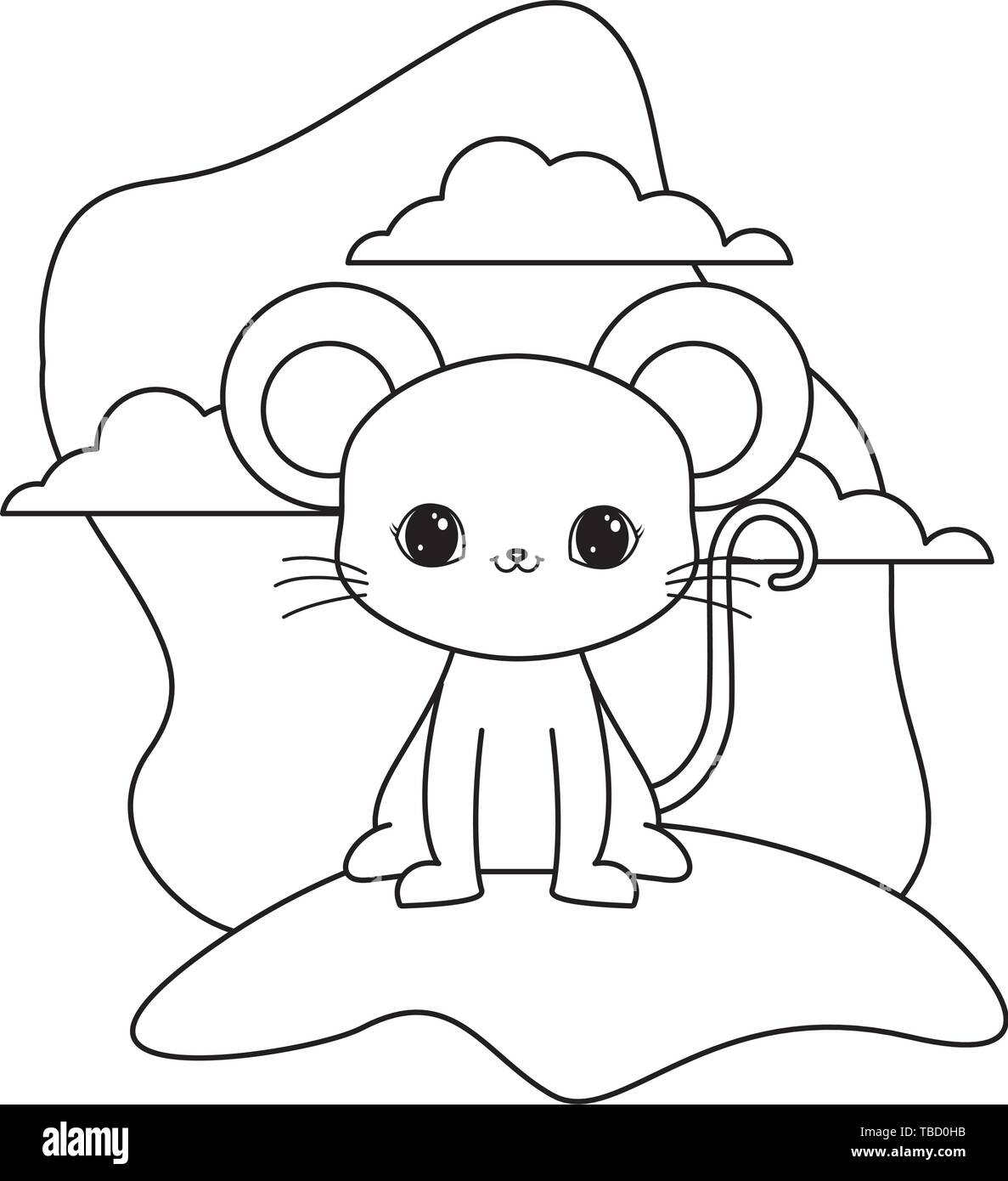cute mouse animal in landscape natural vector illustration design Stock ...
