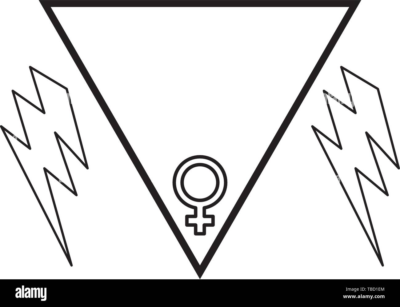 gender female symbol in triangle with thunderbolts vector illustration ...
