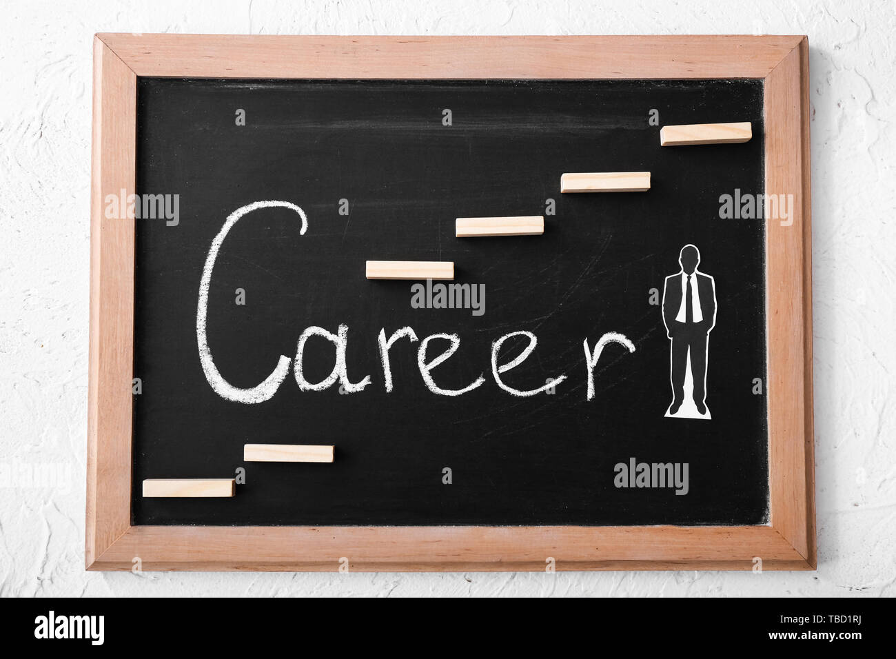 Chalkboard with human figure and word CAREER on table Stock Photo - Alamy