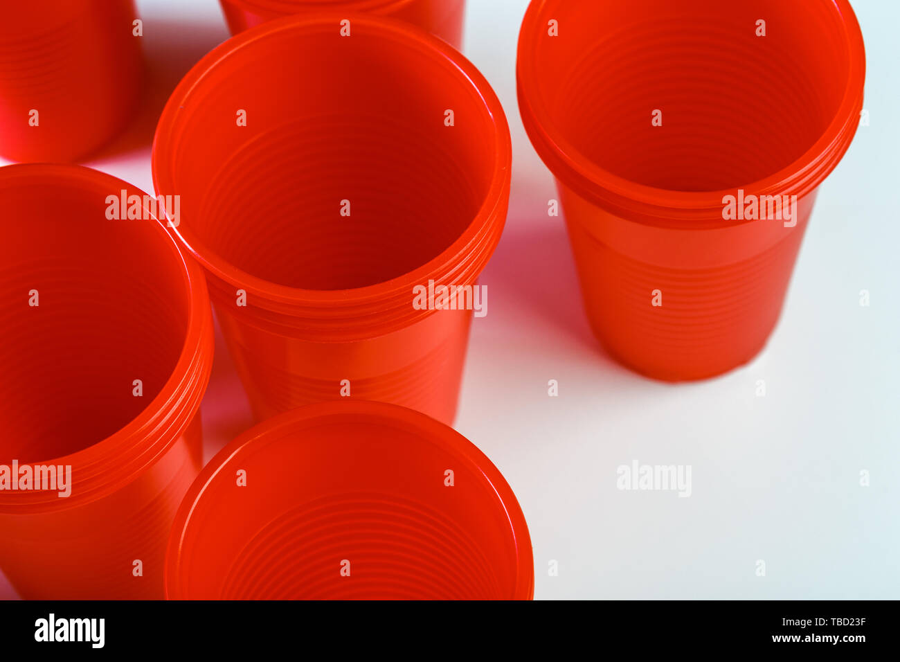red disposable plastic glasses Stock Photo - Alamy