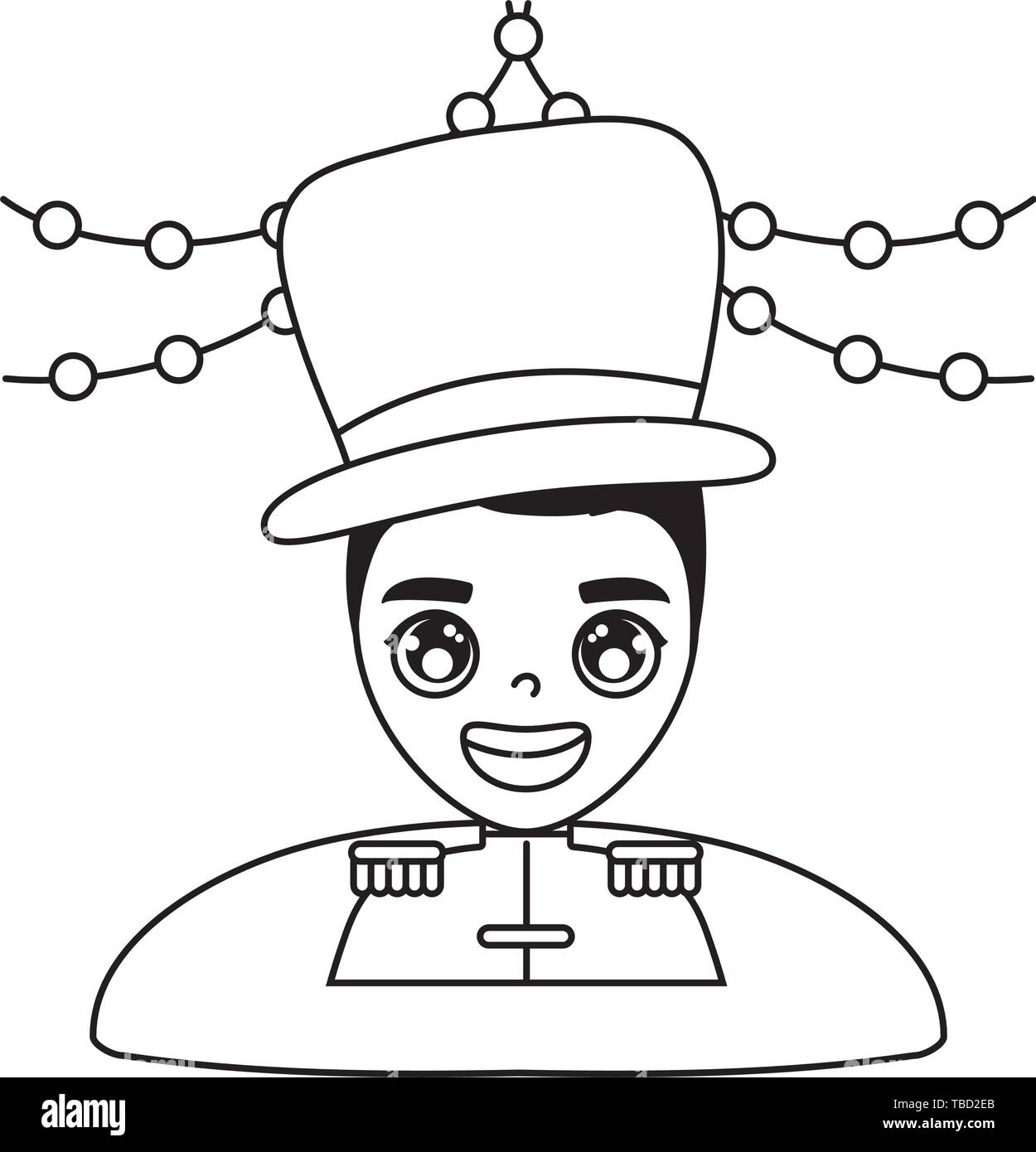 circus presenter male with garlands hanging vector illustration design ...