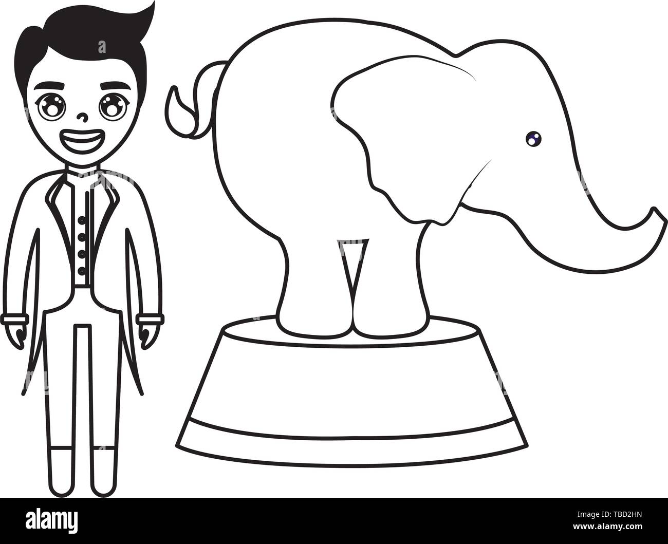 circus animal tamer male with elephant vector illustration design Stock ...