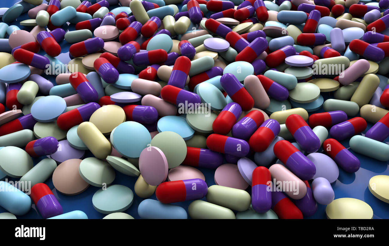 3d medicine capsules background illustration Stock Photo - Alamy