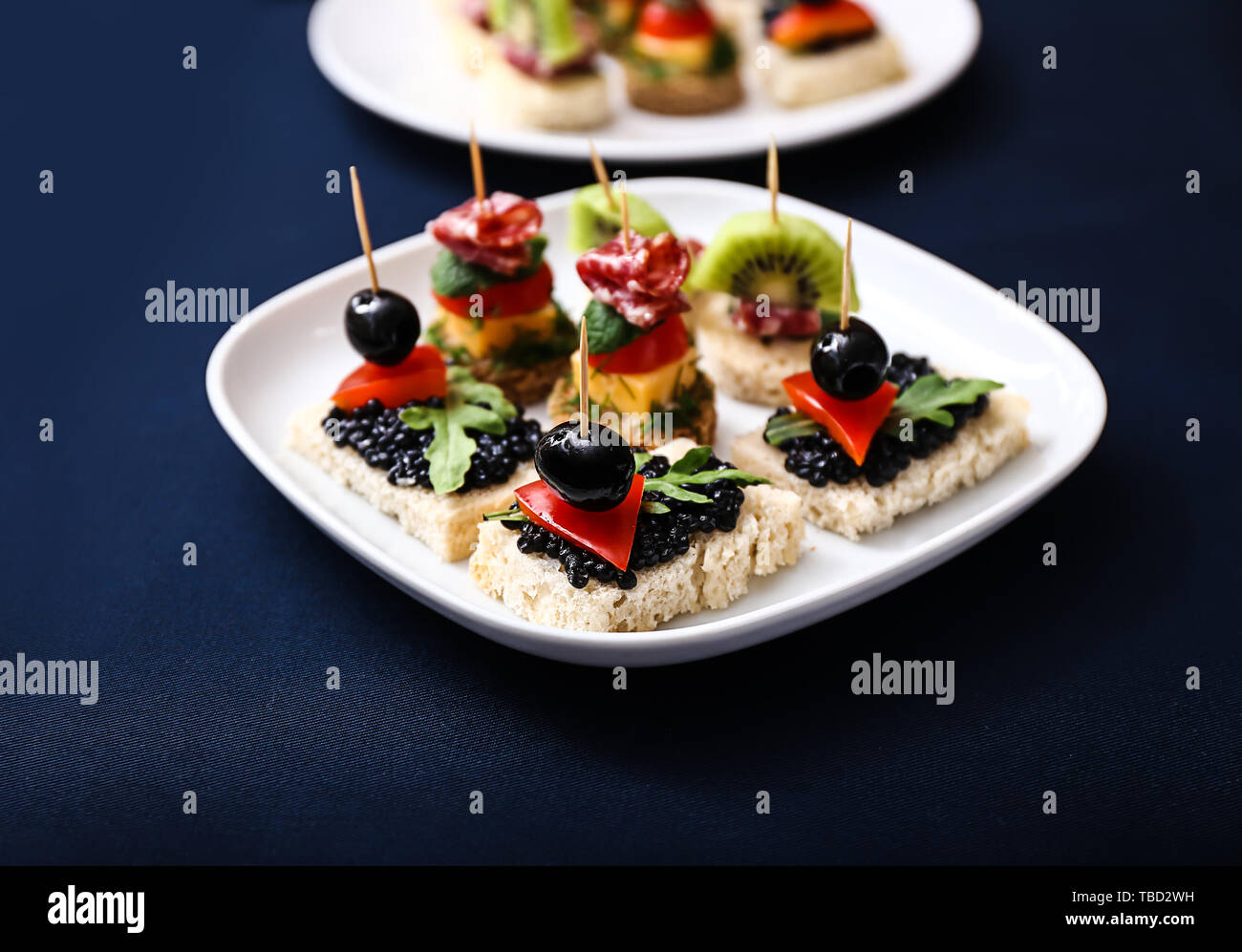 Plate different tasty canapes hi-res stock photography and images - Alamy