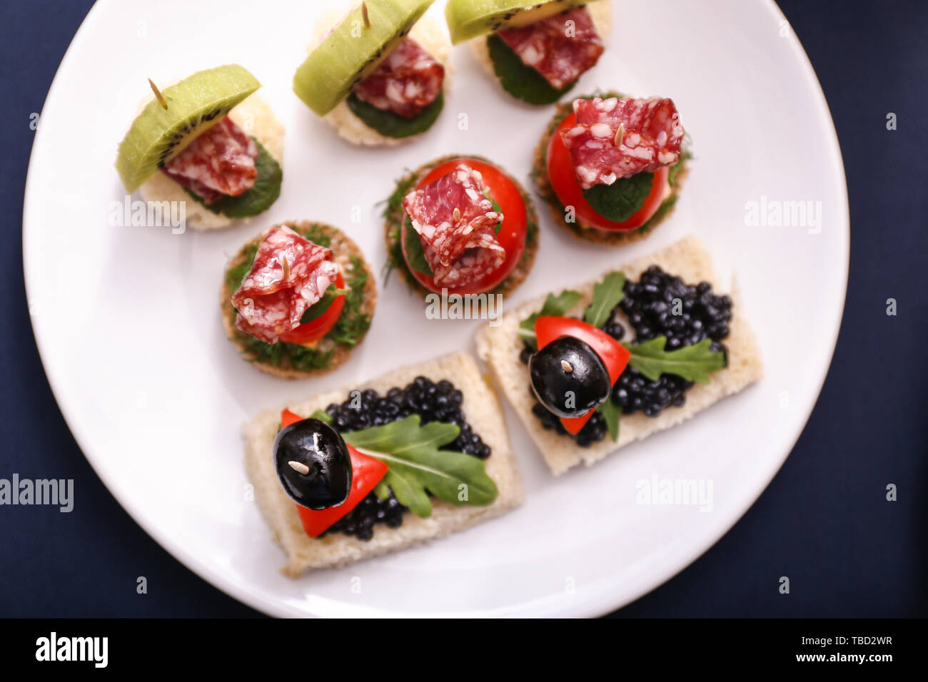Plate different tasty canapes hi-res stock photography and images - Alamy