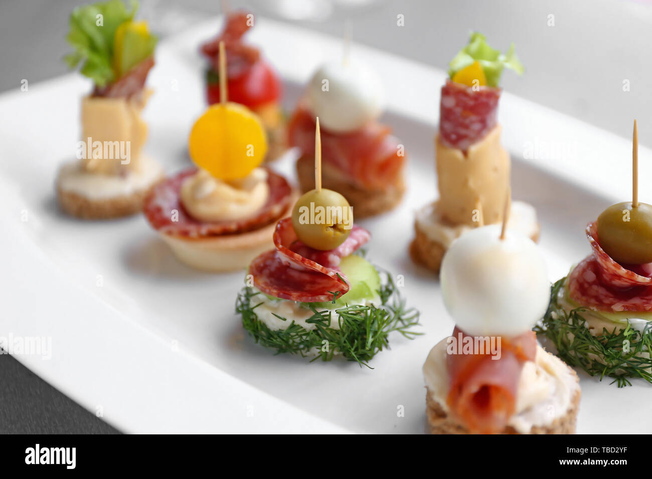 Plate different tasty canapes hi-res stock photography and images - Alamy