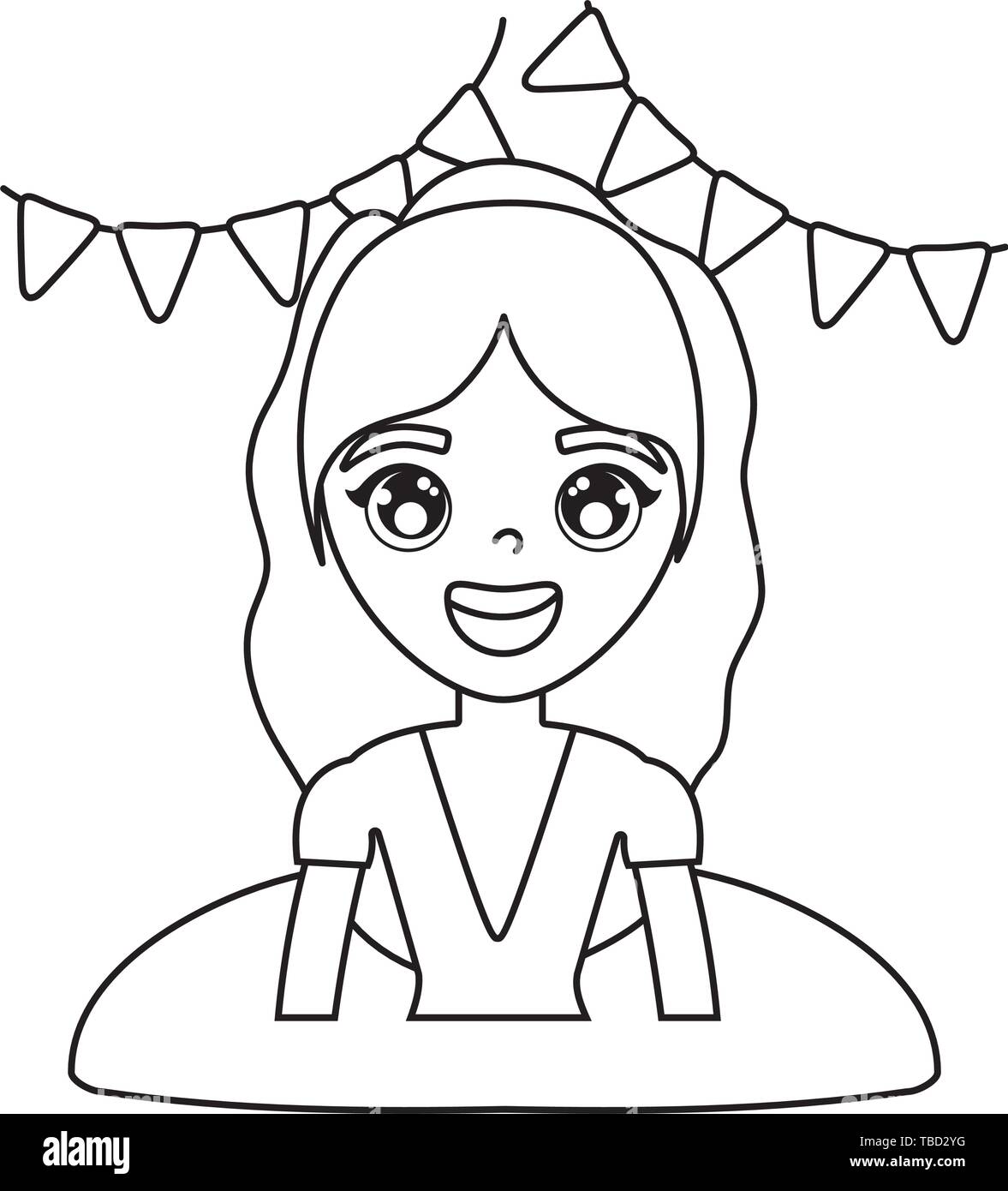 woman circus with garlands hanging vector illustration design Stock ...