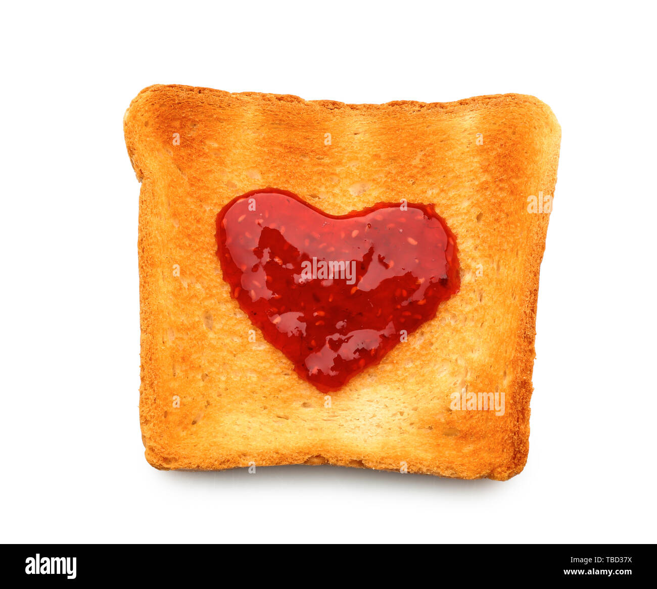 Slice of toasted bread with jam on white background Stock Photo - Alamy