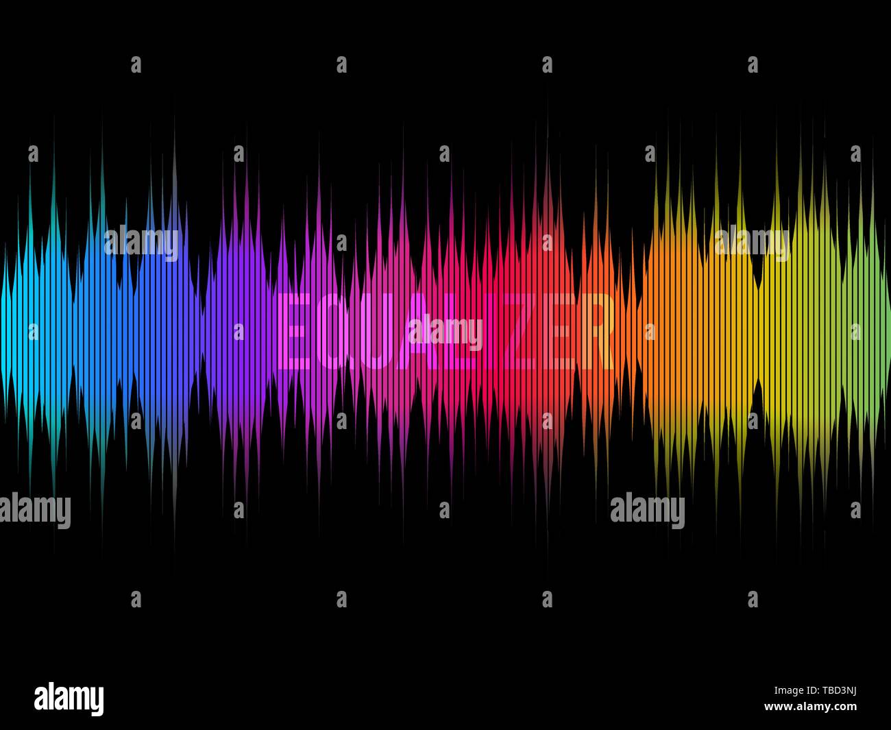 Colorful equalizer on dark background. Rainbow waves. Color music ...