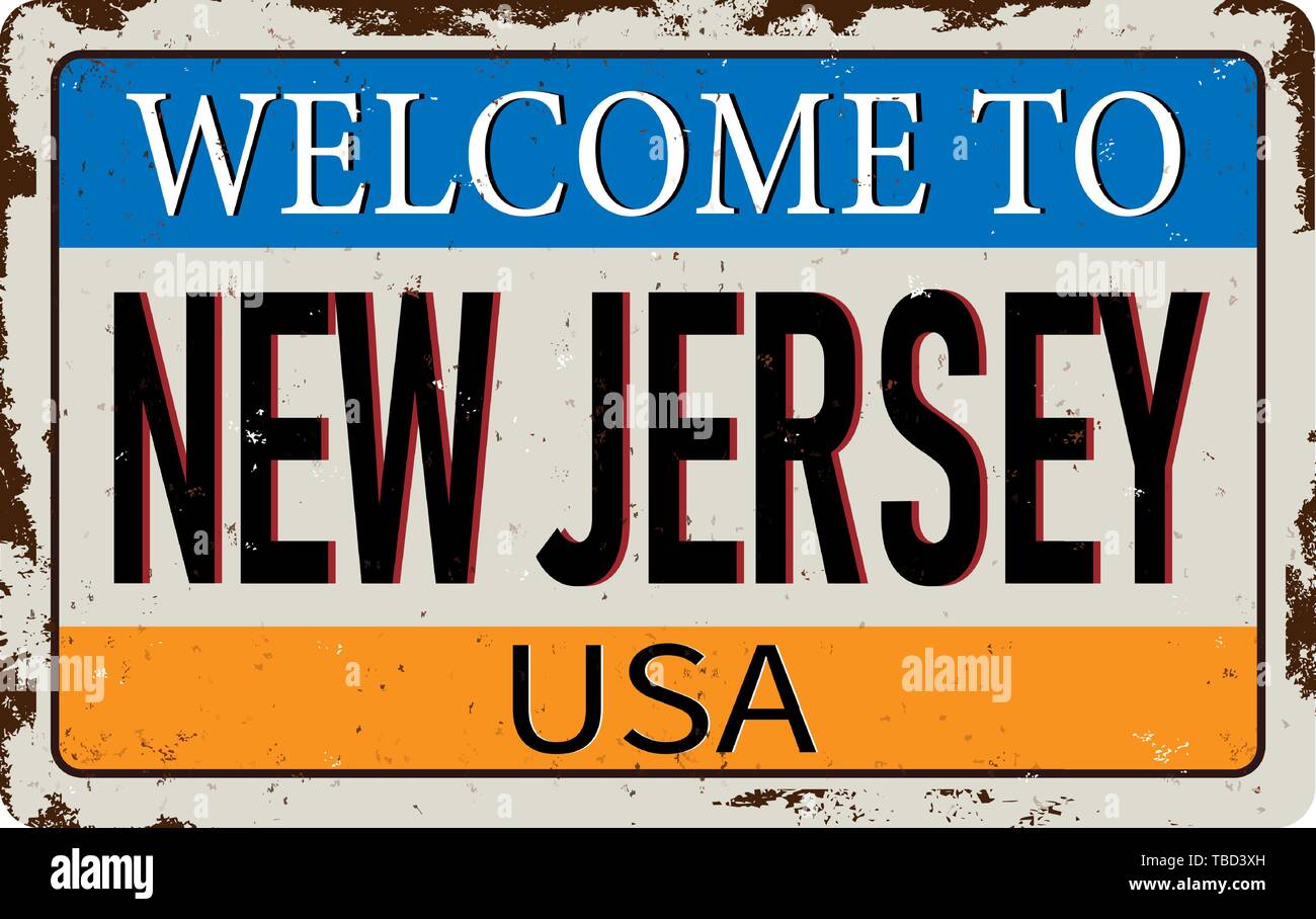 New Jersey vintage rusty metal sign on a white background, vector ...