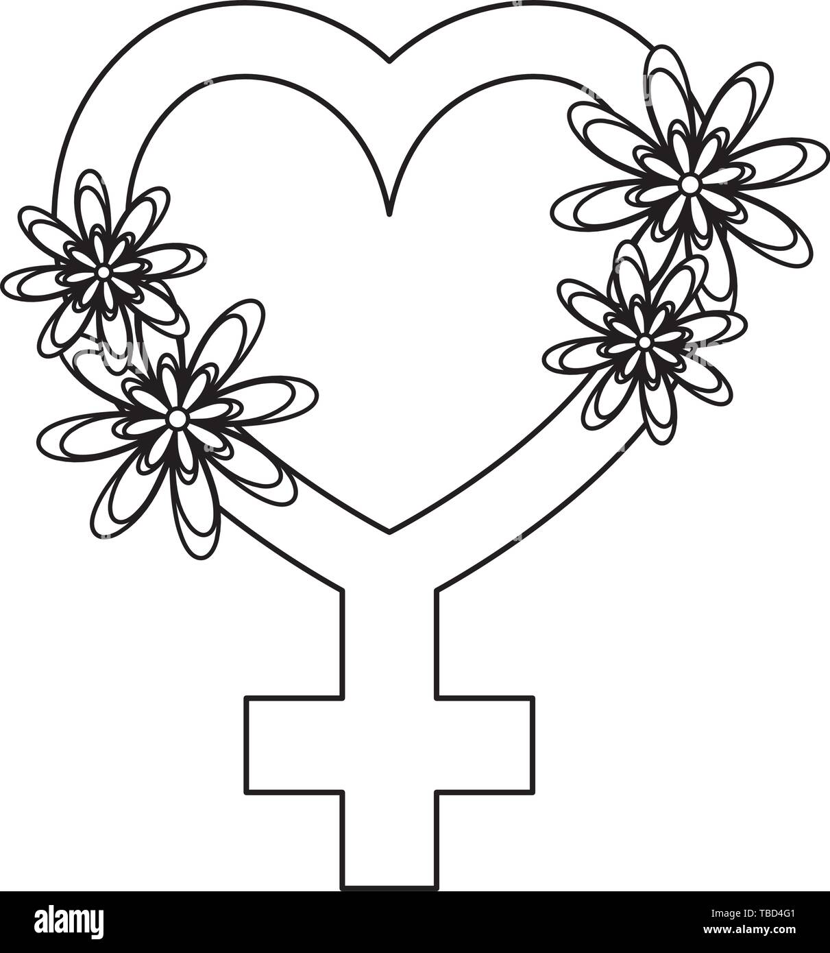 gender female symbol with flowers decoration vector illustration design ...