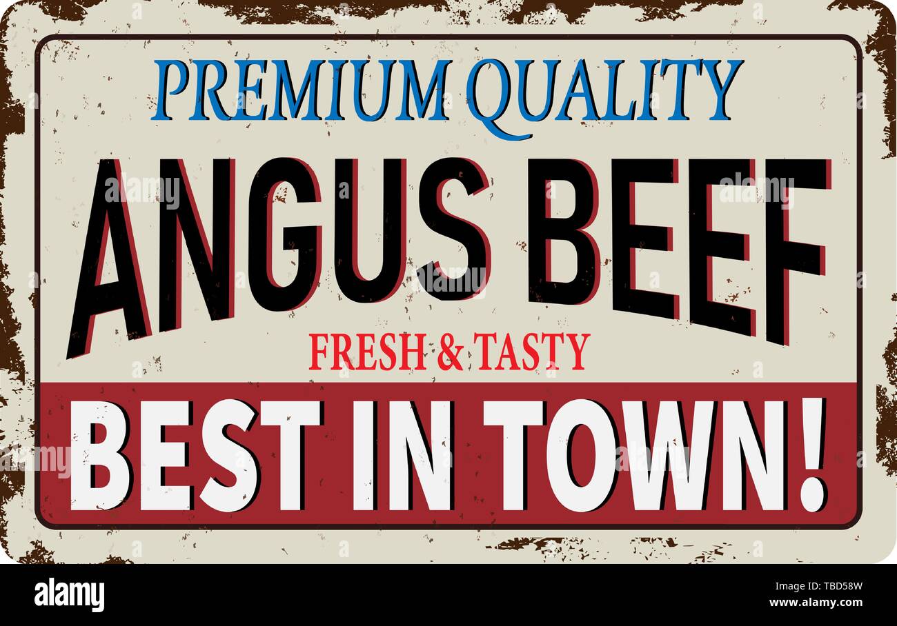 Angus Beef vintage rusty metal sign on a white background, vector ...