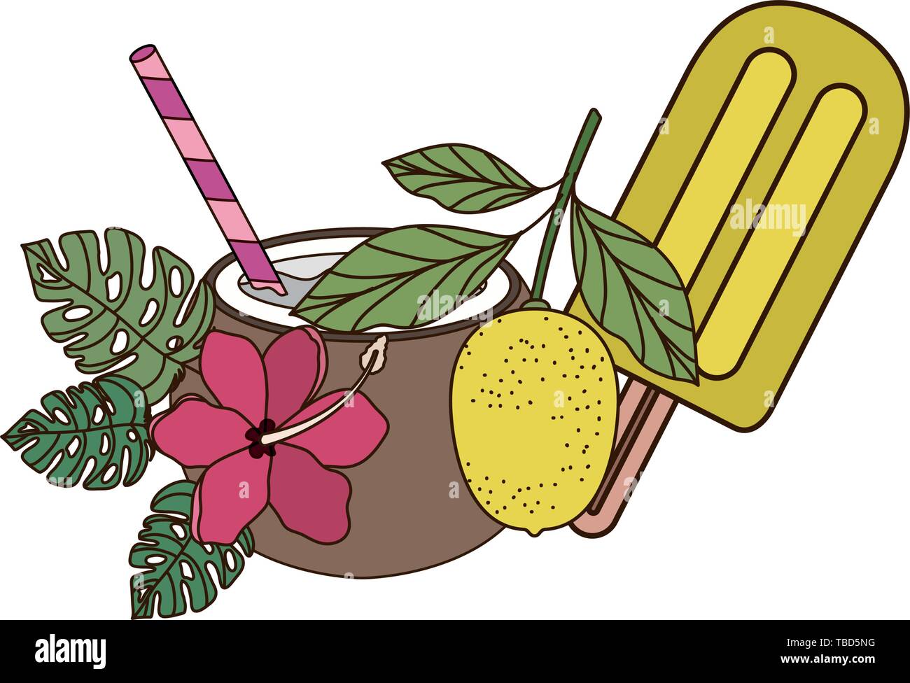 Coconut frozen ice cream Stock Vector Images - Alamy