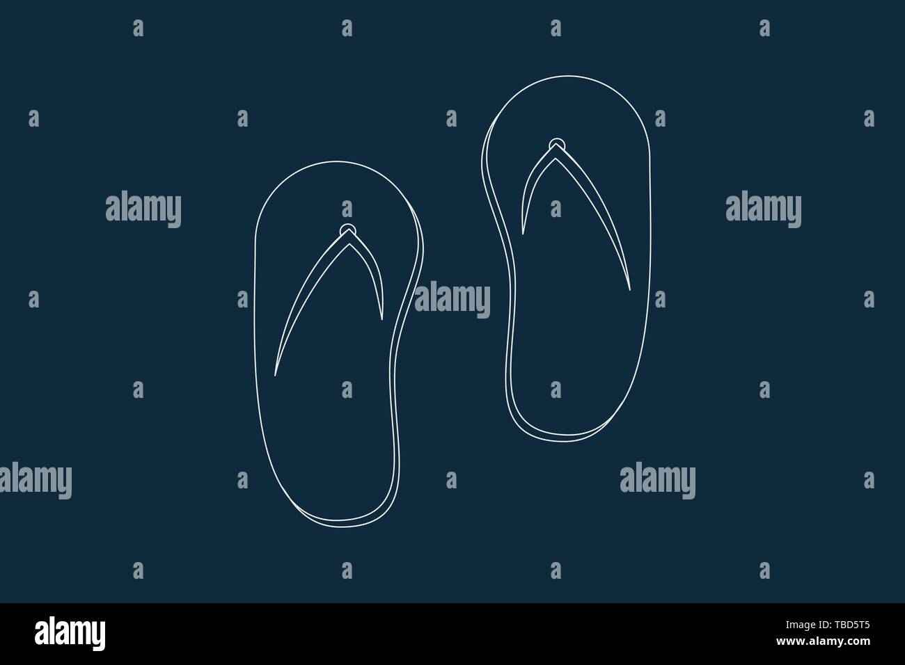 Line drawing vector of a pair of flip flops on blue Stock Vector Image ...