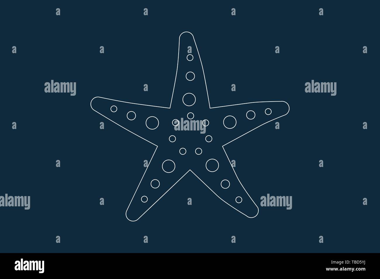 Line drawing vector of a starfish on blue Stock Vector Image & Art - Alamy