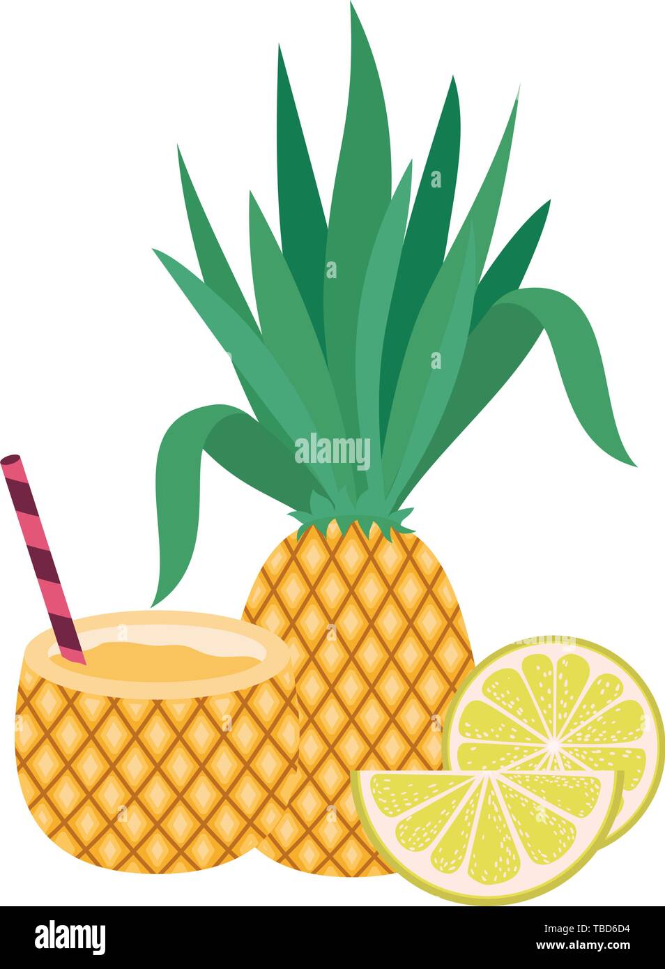pineapple cocktail for summer on white background Stock Vector Image ...