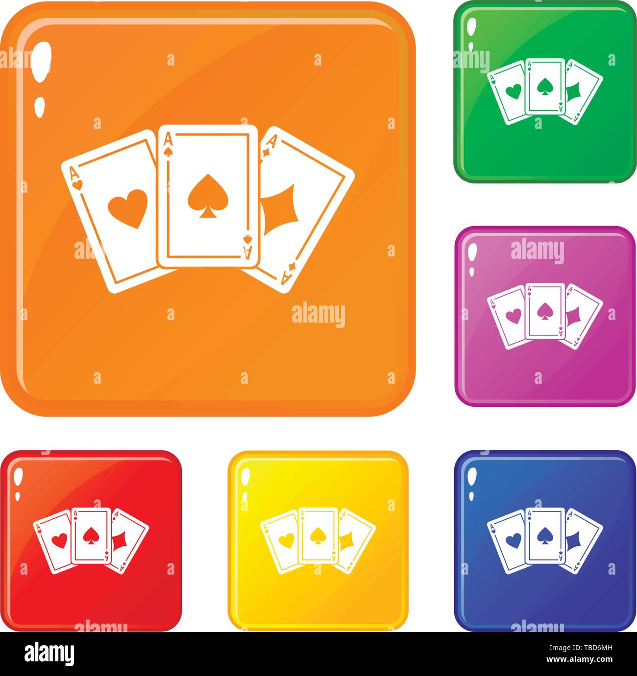 Three aces playing cards icons set vector color Stock Vector Image ...