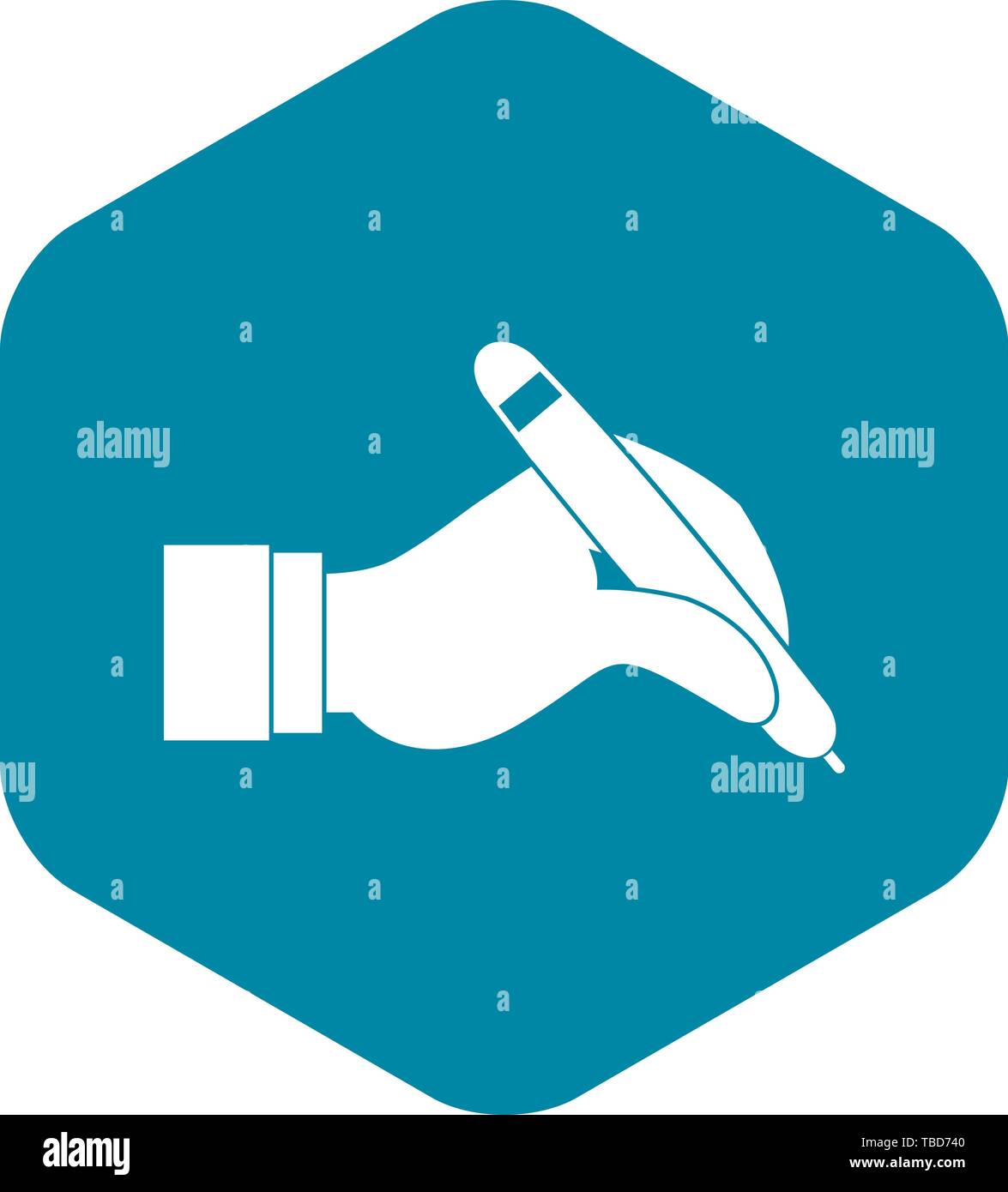 Hand holding black pen icon simple Stock Vector Image & Art - Alamy